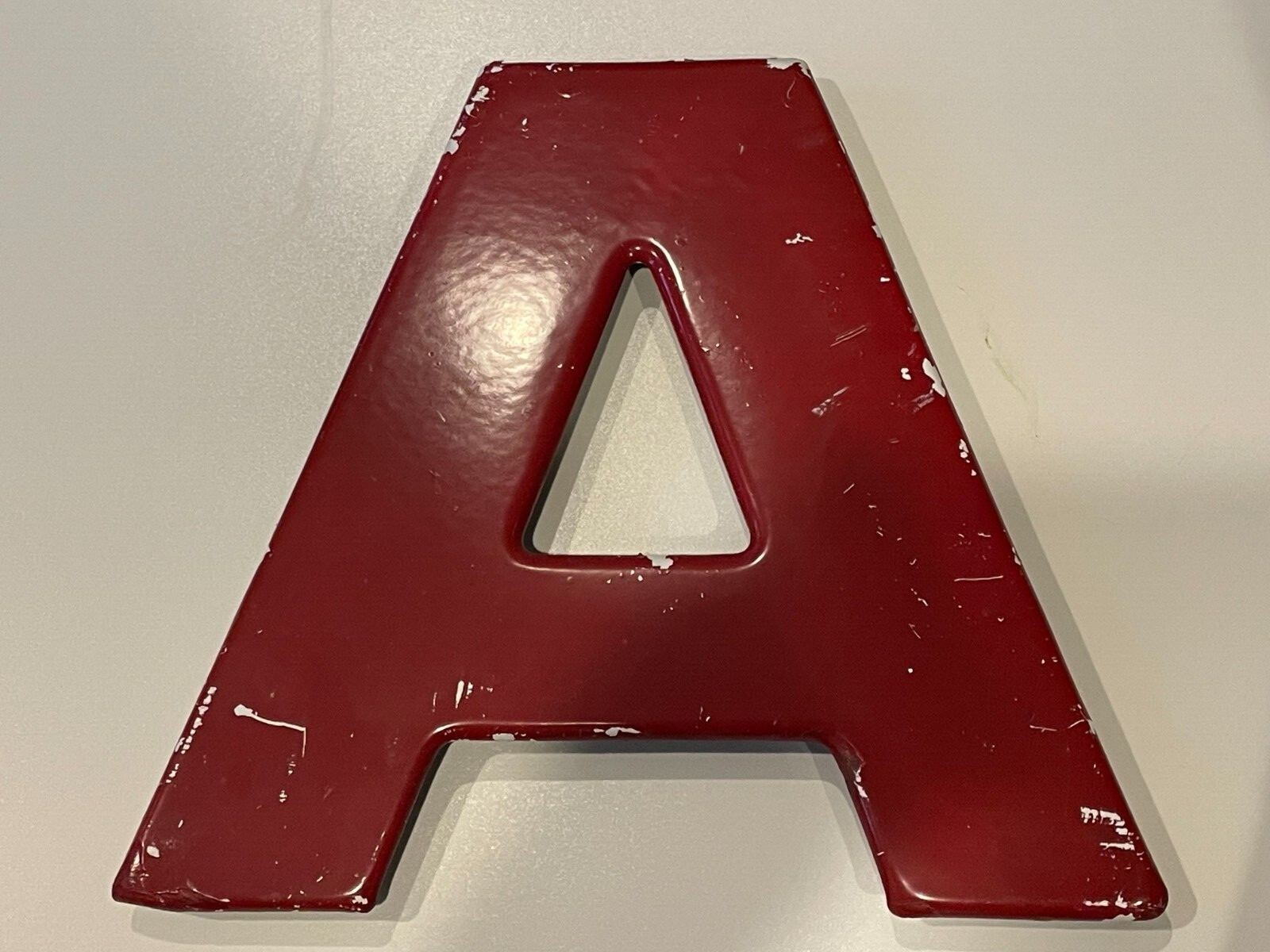 AWESOME VINTAGE LARGE 12 1/2" RED METAL LETTER "A" FROM OLD SIGN ...