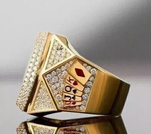 Men's Lab Created Diamond Customize Roulette Champion Ring 14KYellow ...