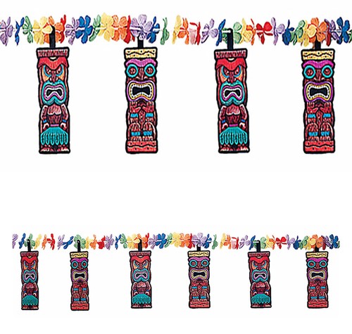 Tiki Flower Garland Luau Hawaiian Summer Birthday Party Decoration ...