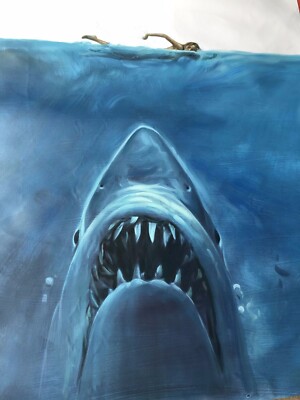 Jaws Steven Spielberg 30x20in painting on canvas. Version with JAWS ...