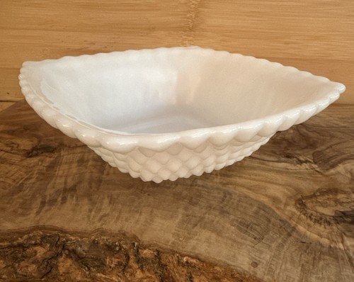 Vintage White Milk Glass Hobnail Diamond Point Square Candy/Dessert ...