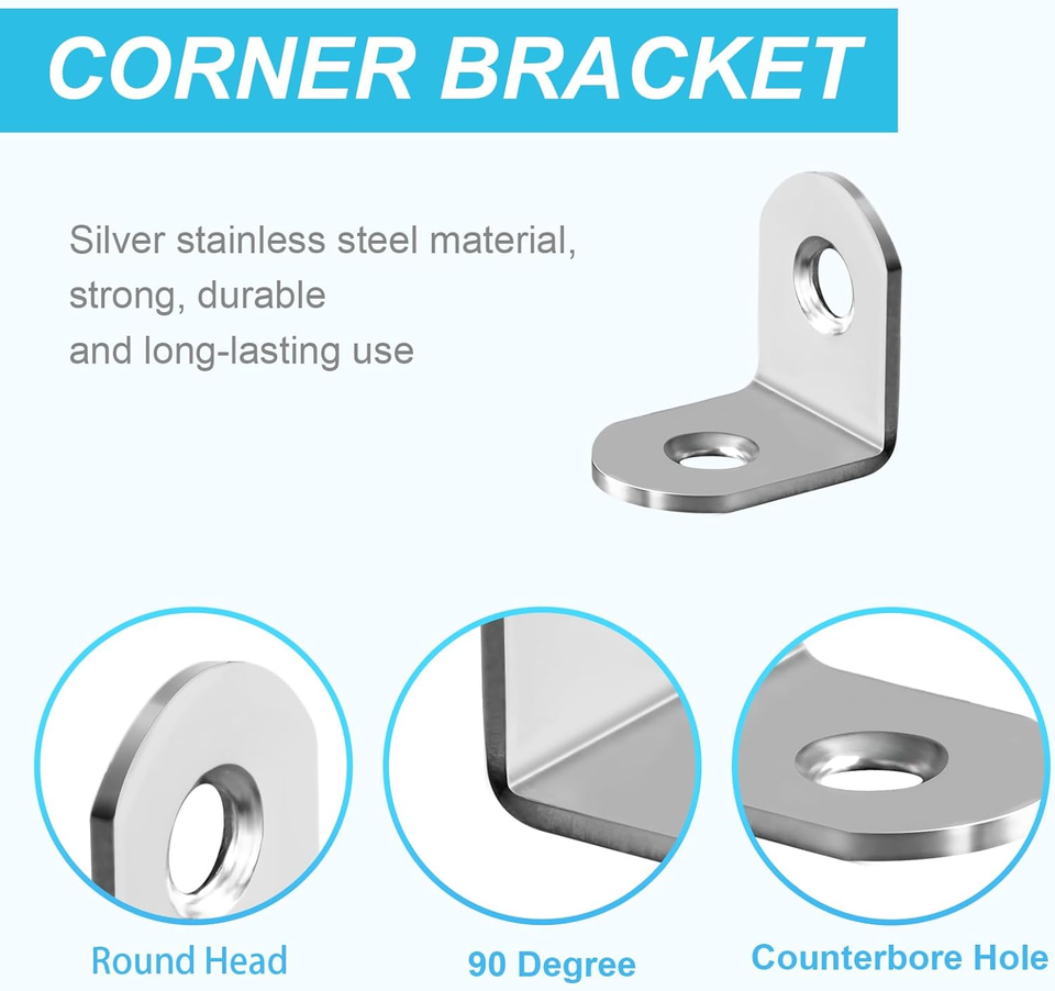 50 Pcs L Bracket Corner Brace Metal Corner Bracket 90 Degree Angle ...