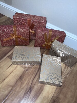 Cardboard Paper Nesting Gift Box With Bow Set Of 8 | eBay