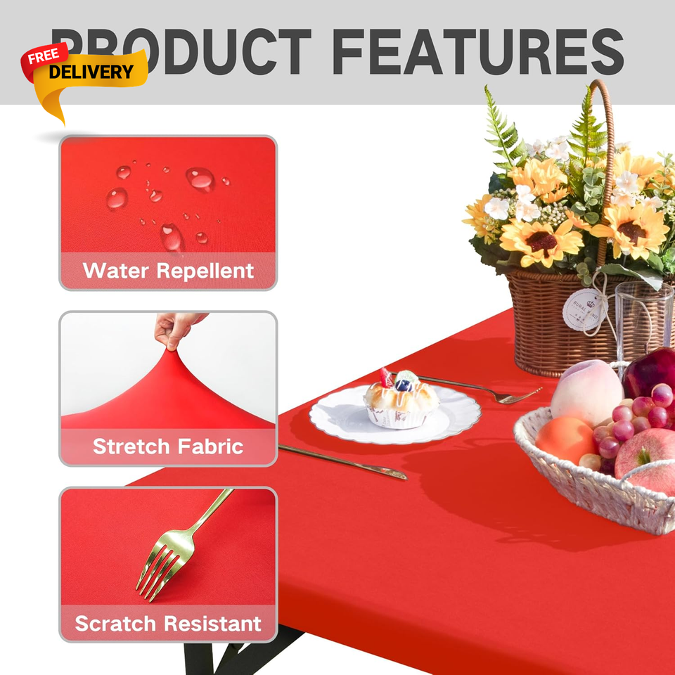 Square Fitted Table Cover Elastic Tablecloth Stretch Spandex Table Top ...