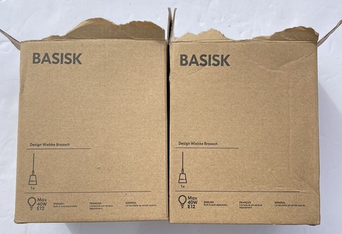 2 IKEA Basisk Plug In Hanging Ceiling Light Pendants Frost White Glass ...