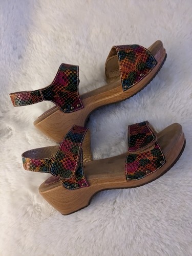 Spring Step L'Artiste Sandals Strappy Wooden Hells 2" Size 9 | eBay