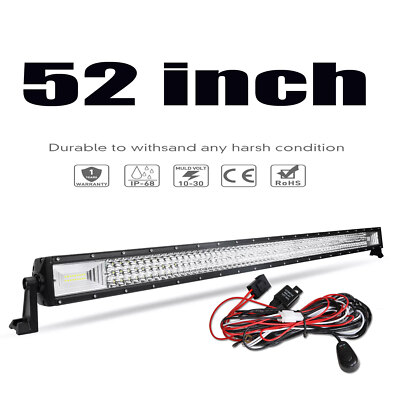 52" inch LED Light Bar Flood Spot Combo Roof Driving Truck Boat SUV w ...