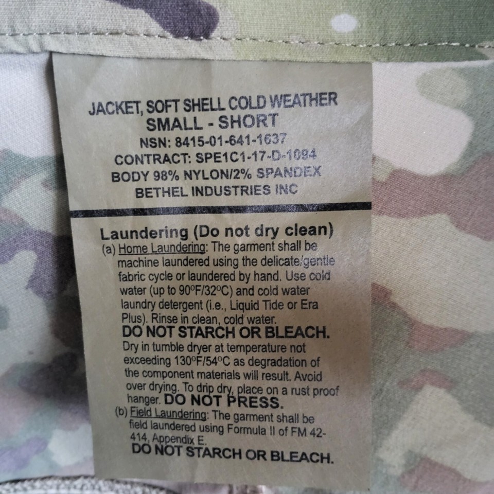 USGI ECWCS GEN III Multicam Soft Shell Jacket OCP small short Level 5 ...