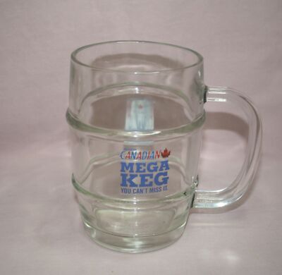 VTG. MOLSON CANADIAN MEGA KEG BEER MUG GLASS 32 OZ. THE NOTORIOUS K.E.G ...
