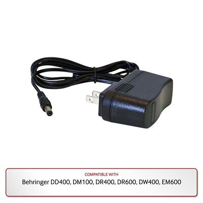 9V Power Supply for Behringer DD400, DM100, DR400, DR600, DW400, EM600 ...