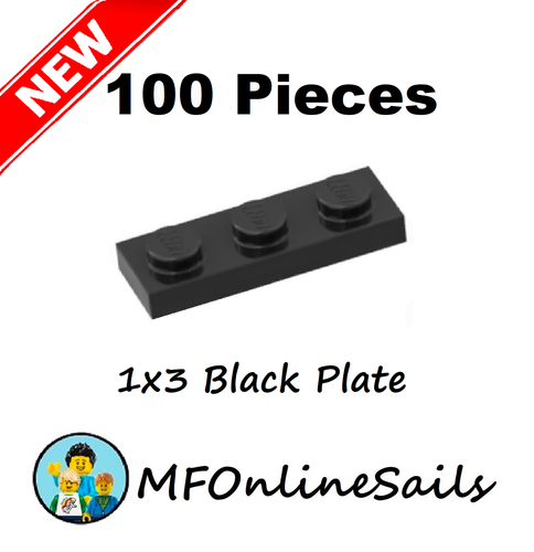**NEW** 100x Genuine LEGO 1x3 Black PLATES - Part # 3623 small bulk lot ...