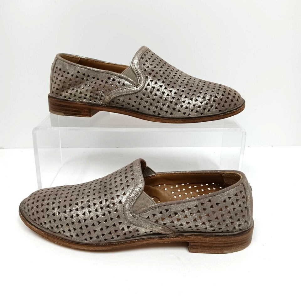 Trask Ali Perf Italian Suede Pewter Metallic Slip on US 6.5 EU 37.5 UK ...