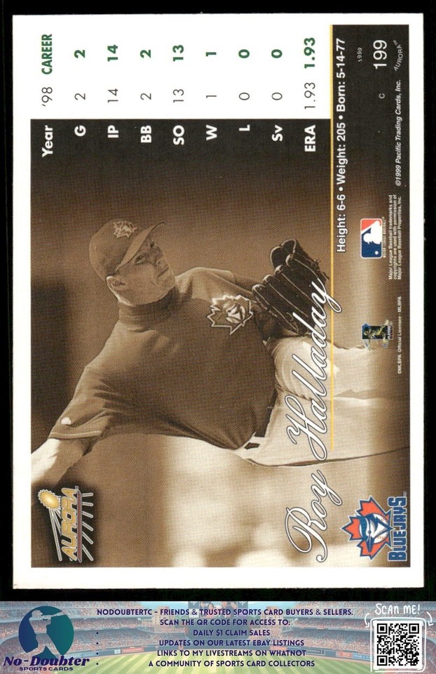 1999 Pacific Aurora #199 Roy Halladay Toronto Blue Jays 4.1E | eBay