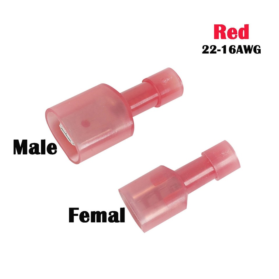 20-200x Insulated Crimp 22-10AWG Wire Connector Quick Disconnect Spade ...