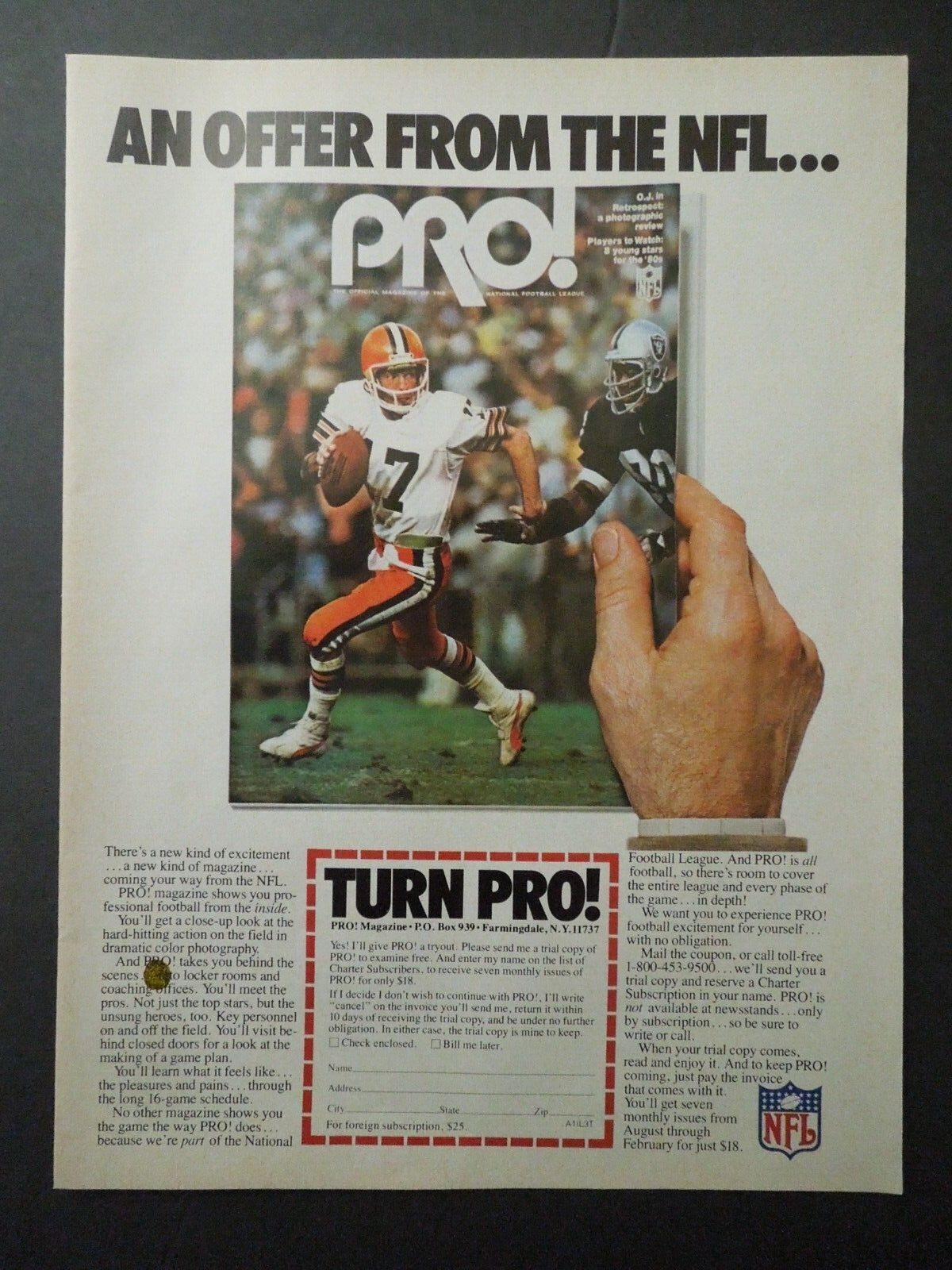1981 PRO! The Official Magazine of The NFL Subscription Offer Magazine ...