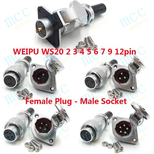 WEIPU WS20 2-15 pin Aviation Plug+Socket Cable Connector Panel Mount Male Female | eBay