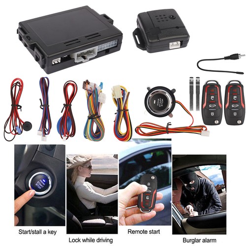 Car Keyless Entry Engine Start Alarm System Push Button Remote Starter ...