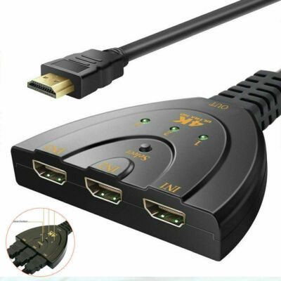 PS3 Xbox HDTV 4K HDMI 3 Port Switch Splitter Hub Box with Cable 2 4 ...