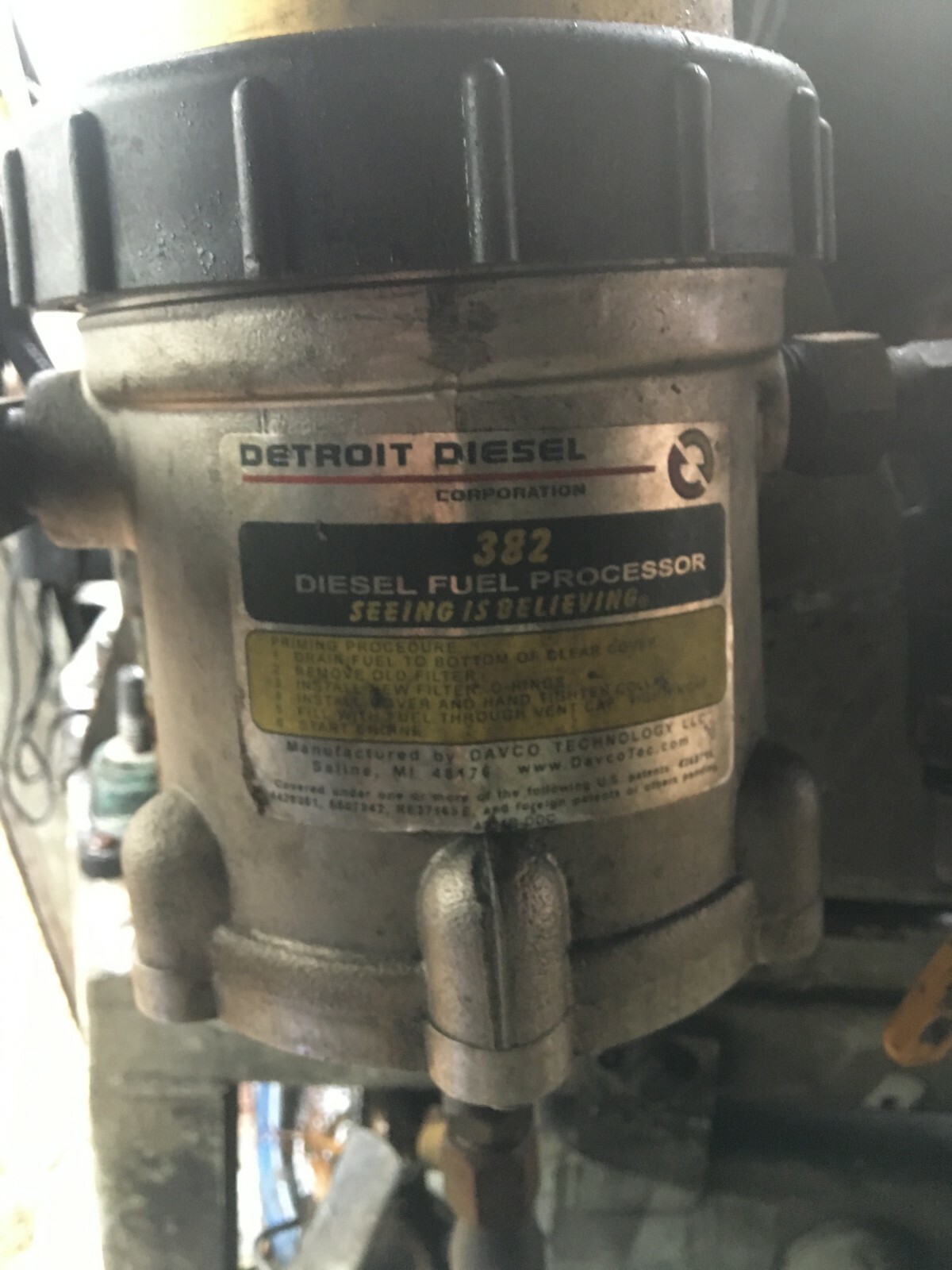 DAVCO 382 FUEL PROCESSOR DETROIT DIESEL WATER SEPARATOR FUEL FILTER ...