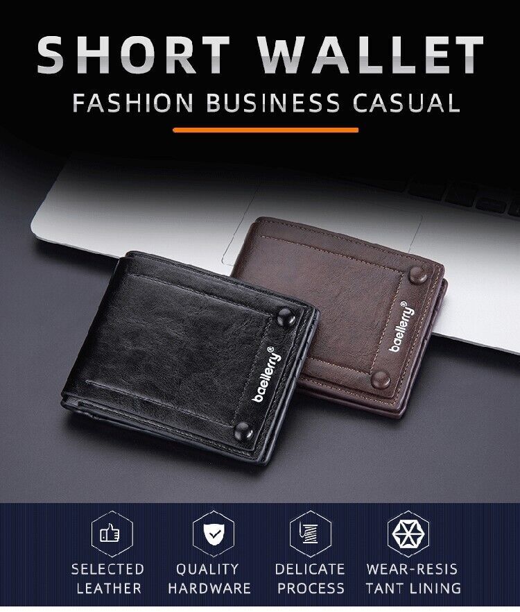 Style Men's Leather Bifold Multi Credit ID Cards Holder Wallet Purse ...