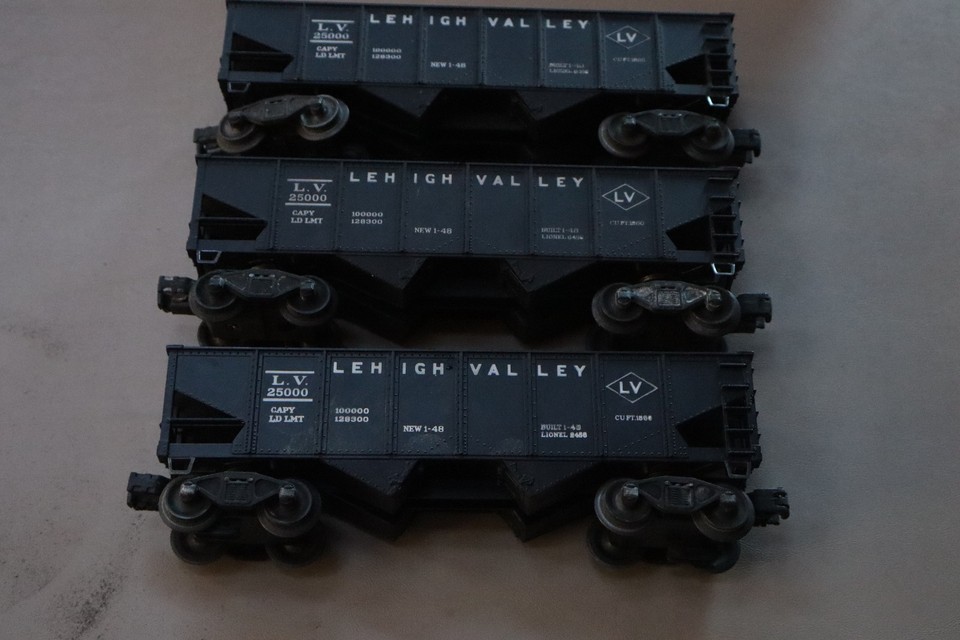 3 Lionel Lehigh Valley 25000 Coal Cars - Black - No Boxes - SEE PHOTOS ...