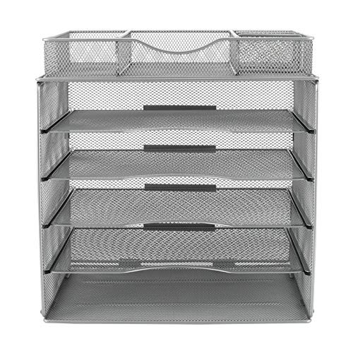 5 Tier A4 Mesh in Tray Desk Tidy File Holder Magazine Organiser Paper ...