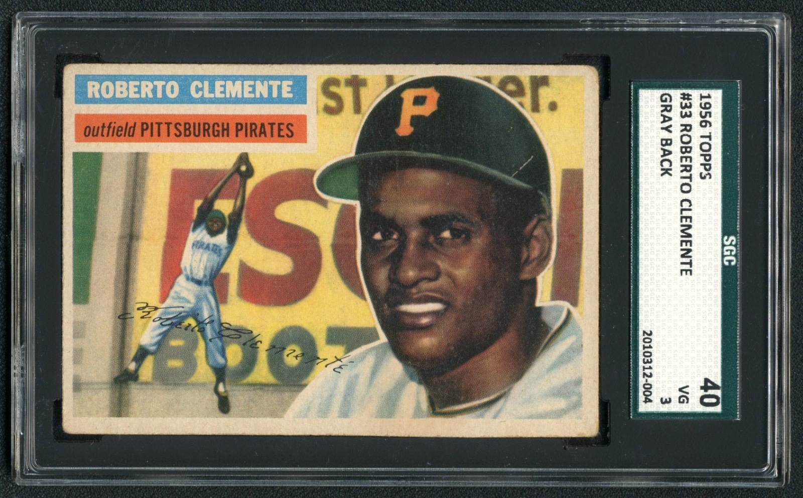 Roberto Clemente 1956 Topps SGC 3 Baseball Card Gray Back Vintage MLB ...