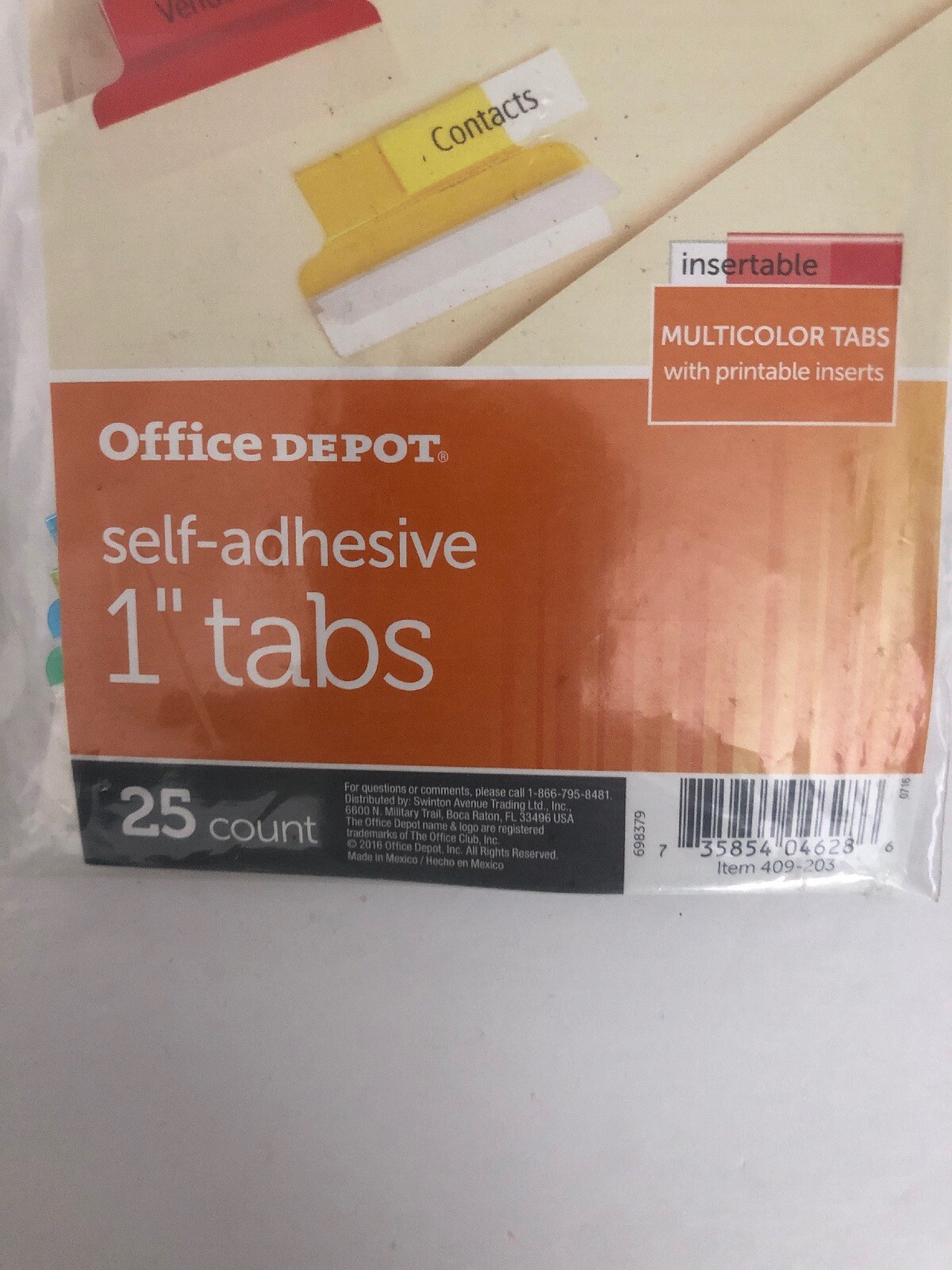 Office Depot Brand 1" Self-Adhesive Tabs With Printable Inserts, 25-Pk ...