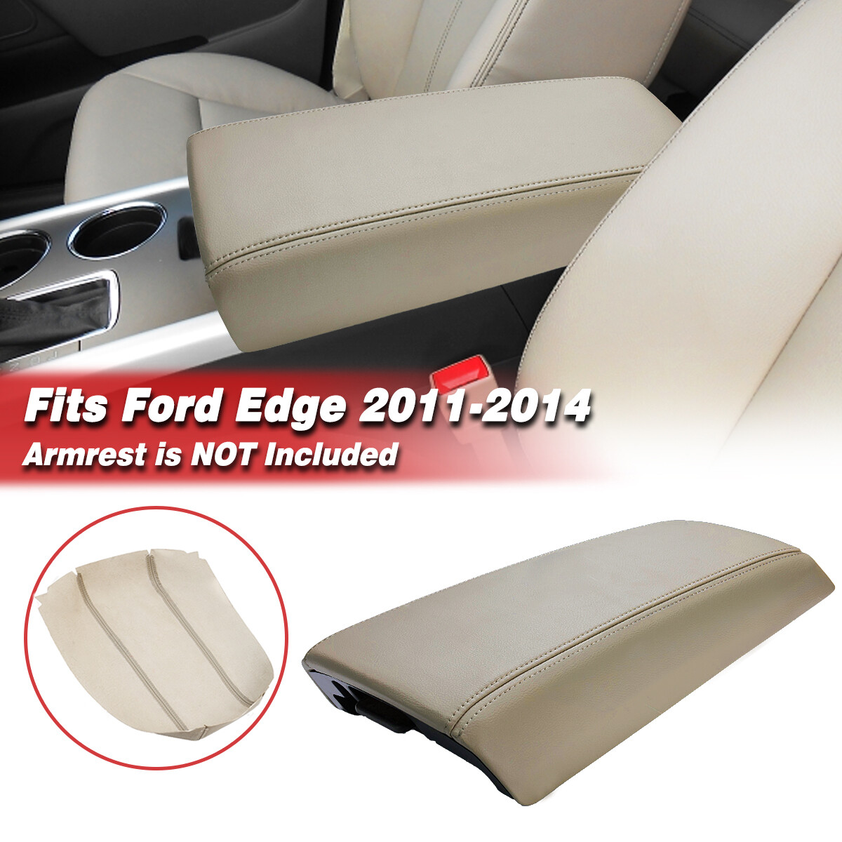 Fit 2011-2014 Ford Edge Center Console Lid Armrest Vinyl Leather Cover ...