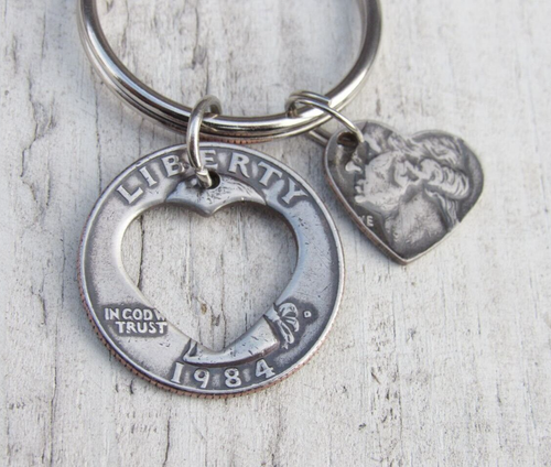 40th Birthday 1984 Heart Keychain 40th Anniversary 40th Birthday Gift ...