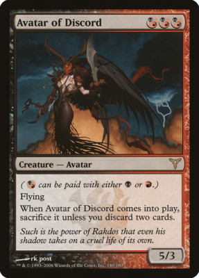 Avatar of Discord Dissension NM Black Red Rare MAGIC GATHERING CARD ...