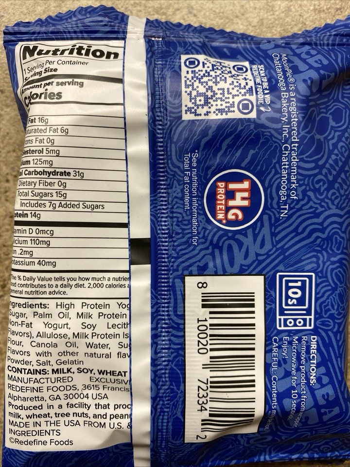 30 PACK Redefine Moon Pie Protein Bars Vanilla 14g Protein Pie Energy ...