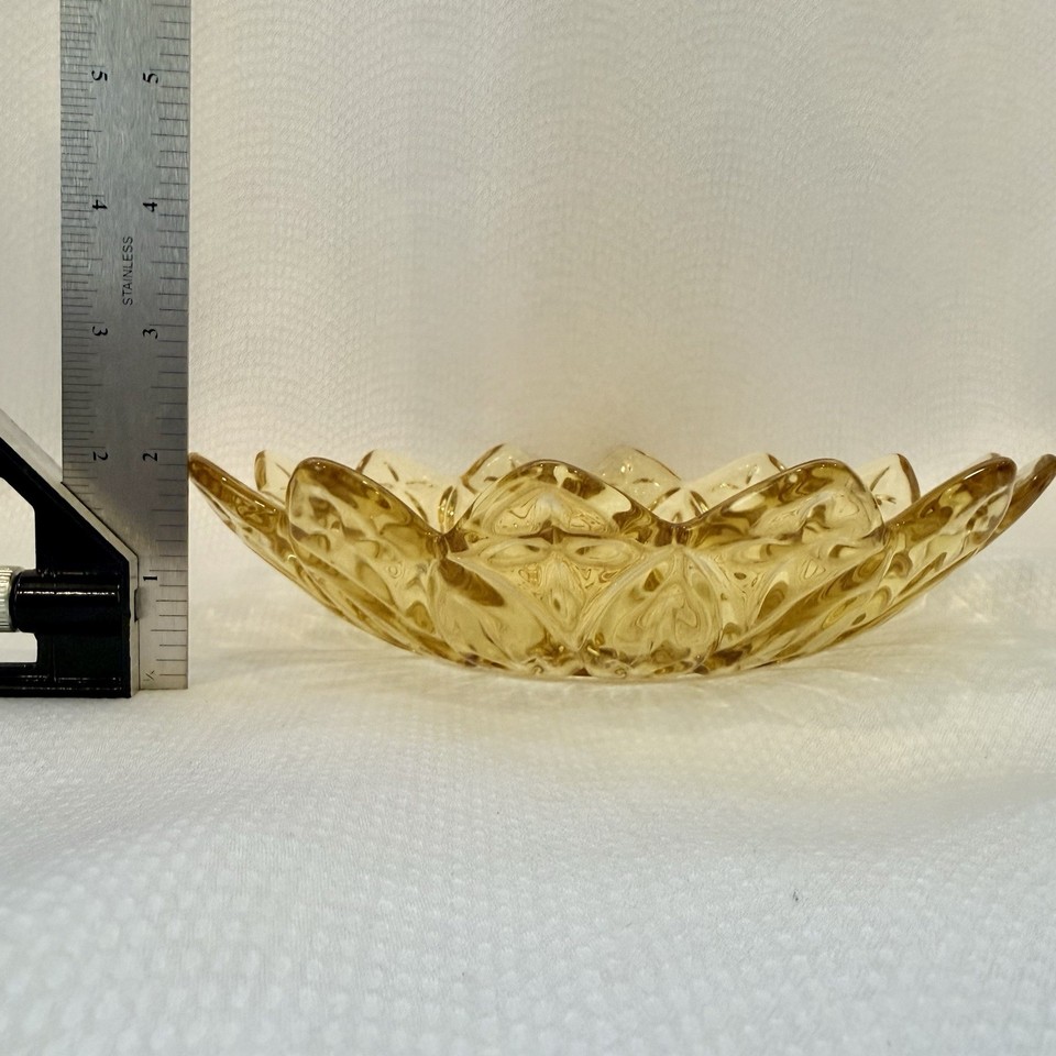 Vintage 50s Federal Glass Petal Pattern Bowl Amber Yellow 8.5” UV ...