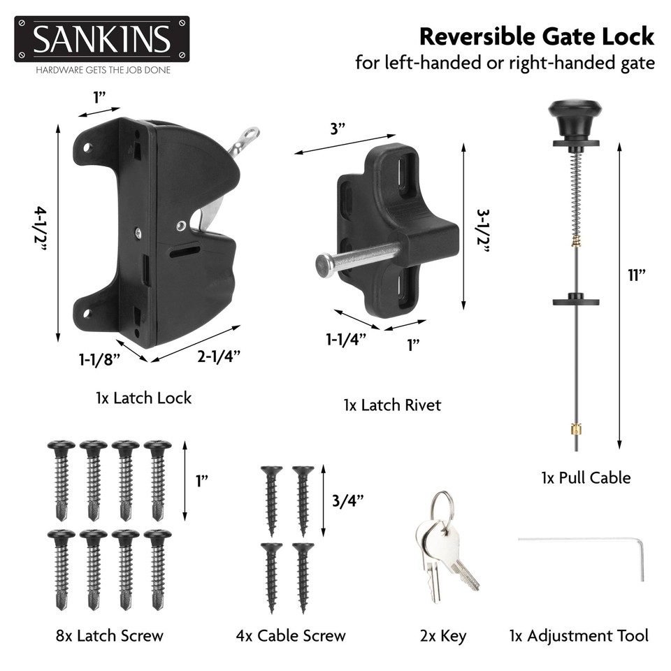Key Lockable Fence Gate Latch, 2 Sided Gate Lock Latch for Outdoor ...