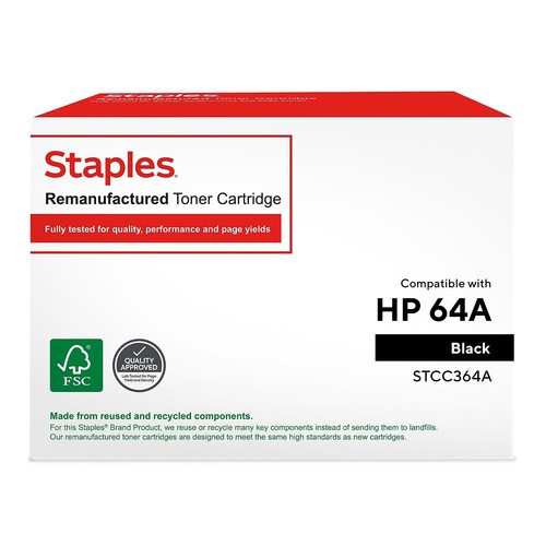 Staples Toner Cartridge Replacement for HP 64A (Black) 837830 ...
