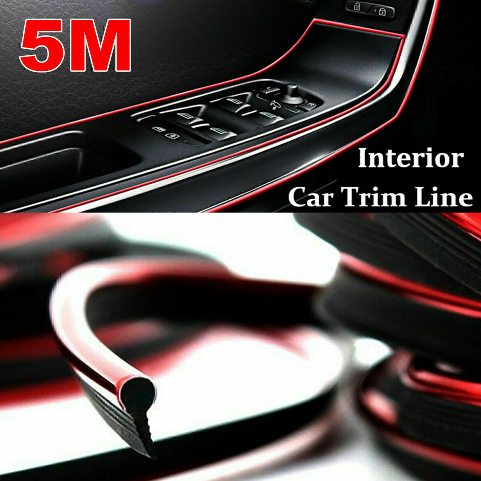 5M Molding Line Car Interior Decor Red Point Edge Gap Door Panel ...
