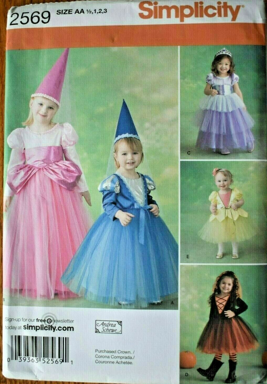 Simplicity 2569 Toddler Princess Costume Pattern Fairy Witch New/uncut ...