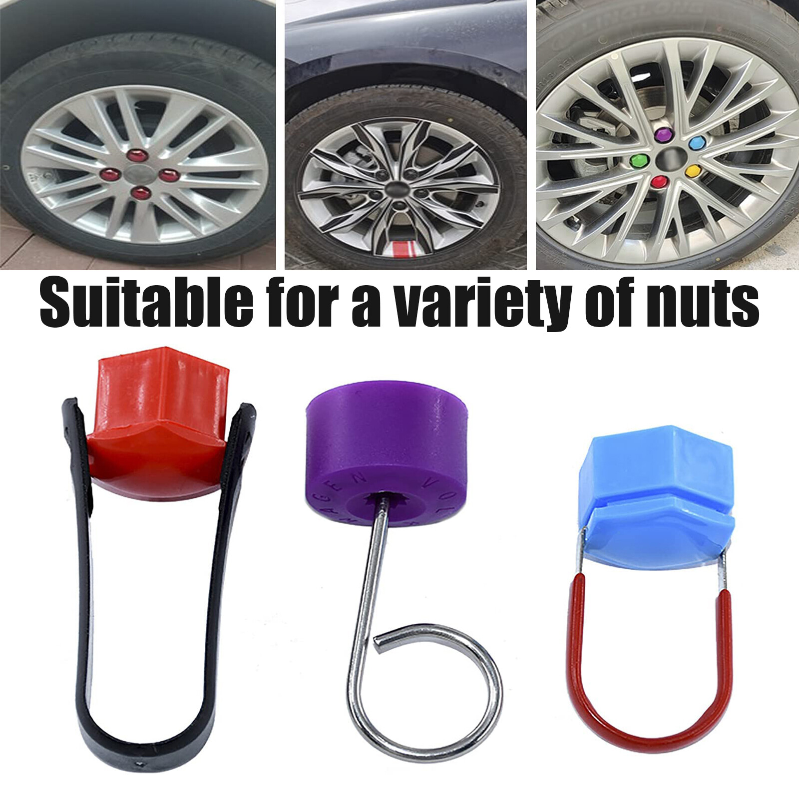 3Pcs Car Truck Wheel Hub Bolt Nut Cover Removal Clip Tire Hook Cap ...