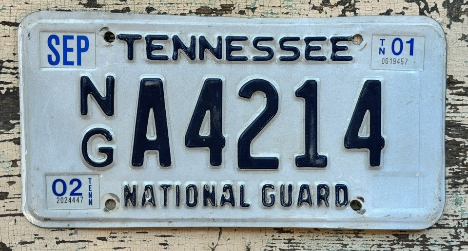 Vintage 2001 Tennessee National Guard Automobile license Plate NG A4214 ...