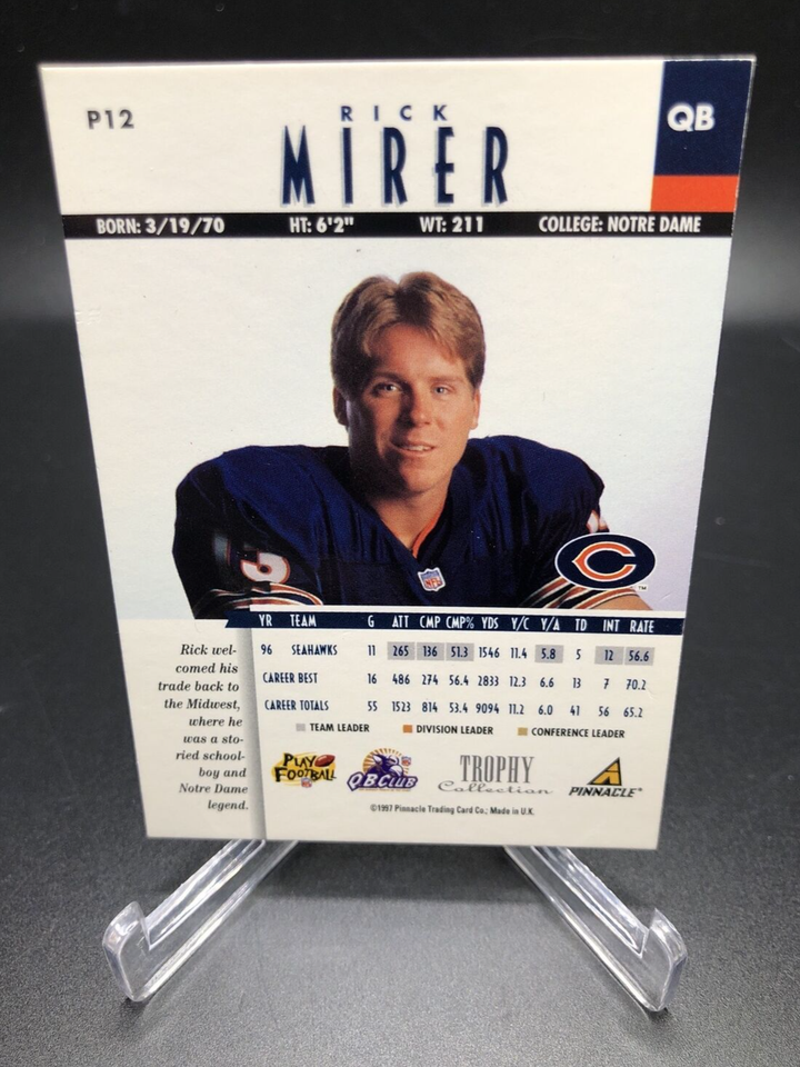 1997 Pinnacle Trophy Collection #P12 Rick Mirer Chicago Bears B2734 | eBay