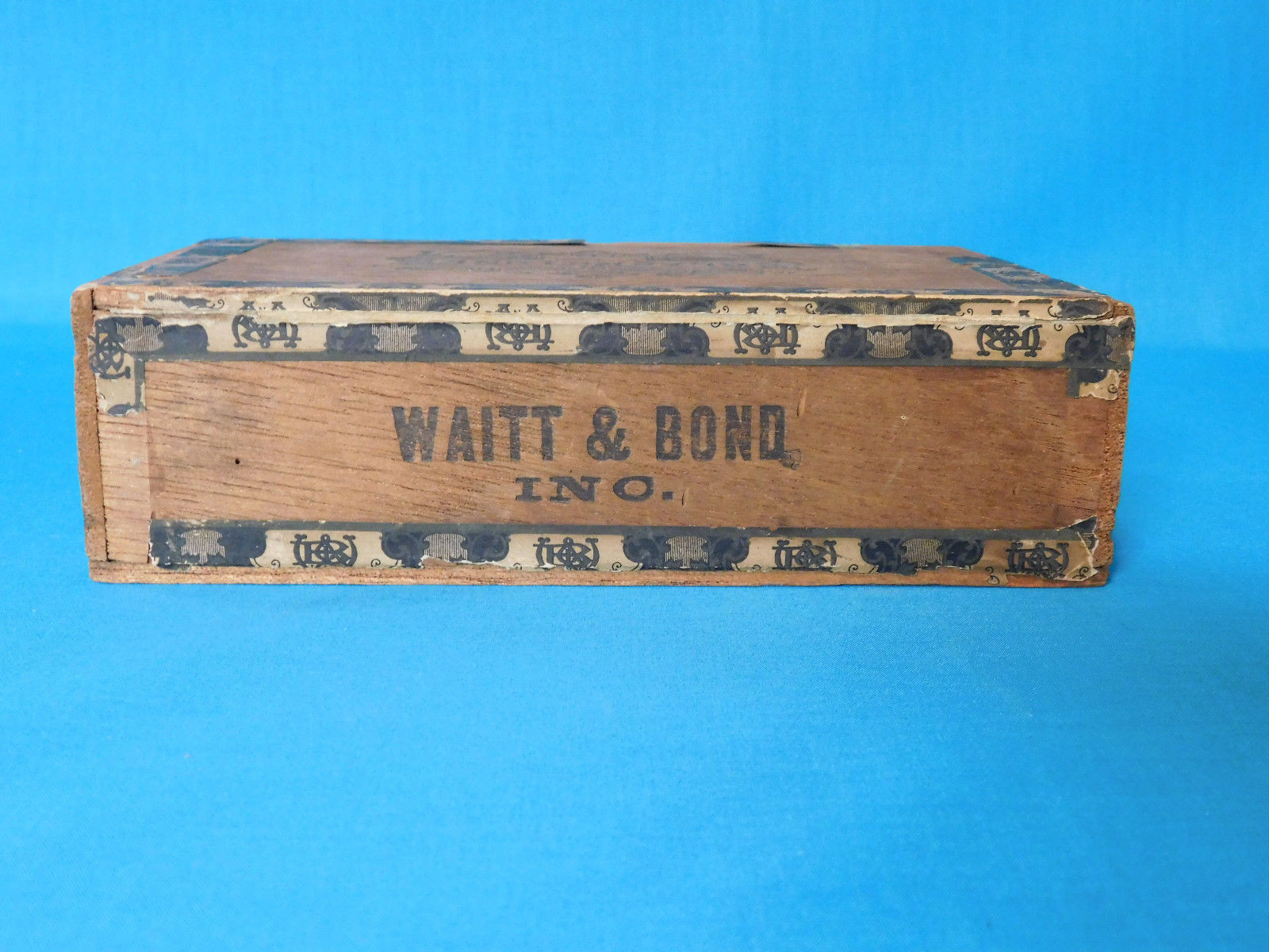 BLACKSTONE WAITT & BOND INC CIGAR BOX WOODEN VINTAGE ANTIQUE NEWARK ...