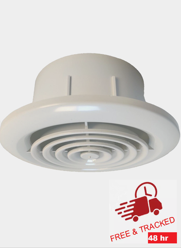 Circle Air Vent Grille Round Ceiling Cover Duct White for 100mm 4" Duct ...