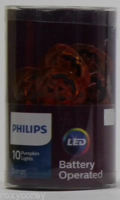Halloween Philips 10 Orange Battery Operated Pumpkins LED Lights NIP | eBay