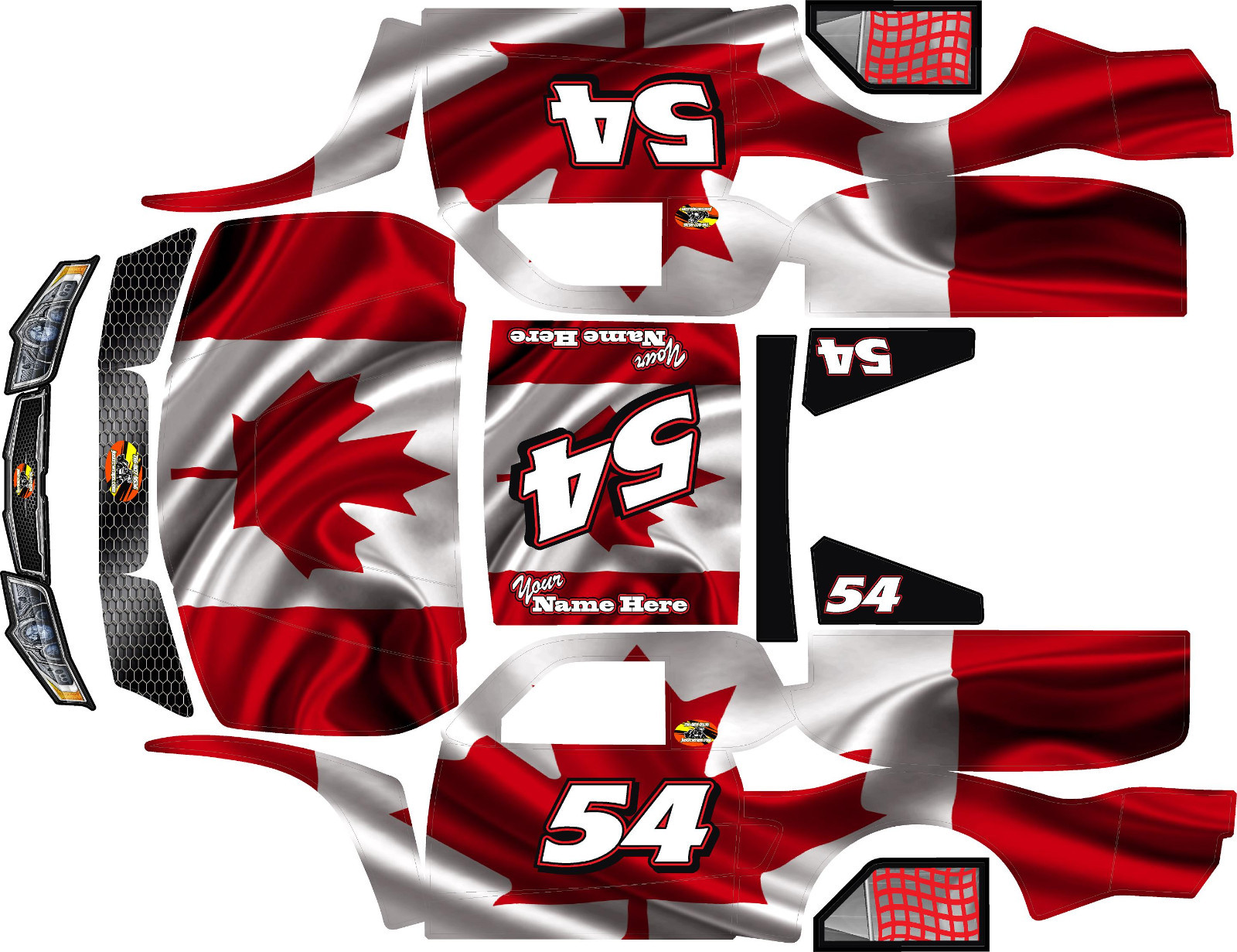 Losi 5ive T wrap wrap decals stickers Canadian flag team hoonage hpi ...