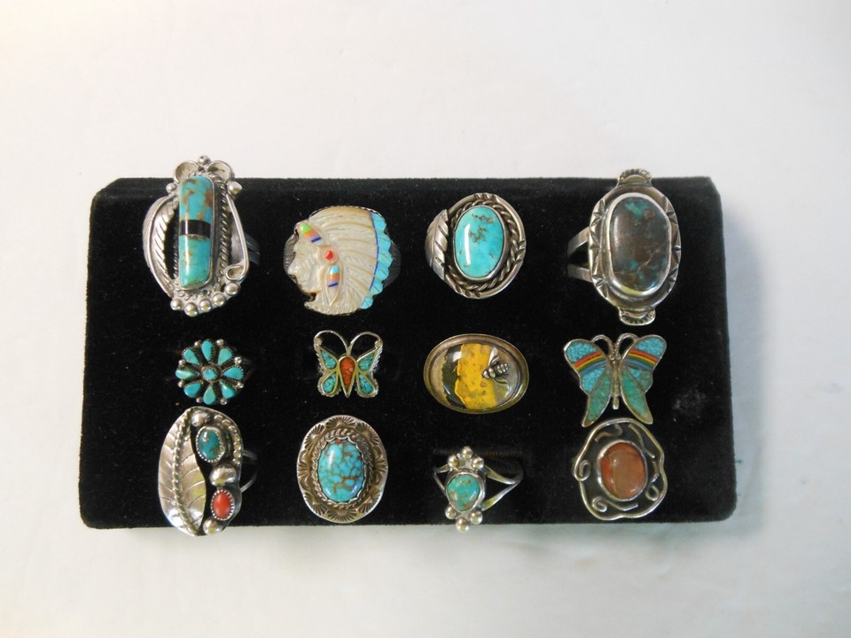 Vtg Old Pawn Native Sterling Silver American & Southwest Ring Lot Of ...