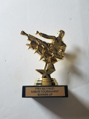 ZOBIE THE KARATE KID 1984 ALL VALLEY RUNNER-UP KARATE TROPHY PROP ...