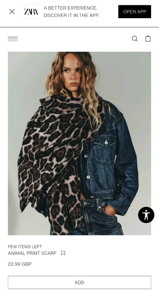 Zara Animal Leopard Print Scarf 200x90 cm | eBay UK