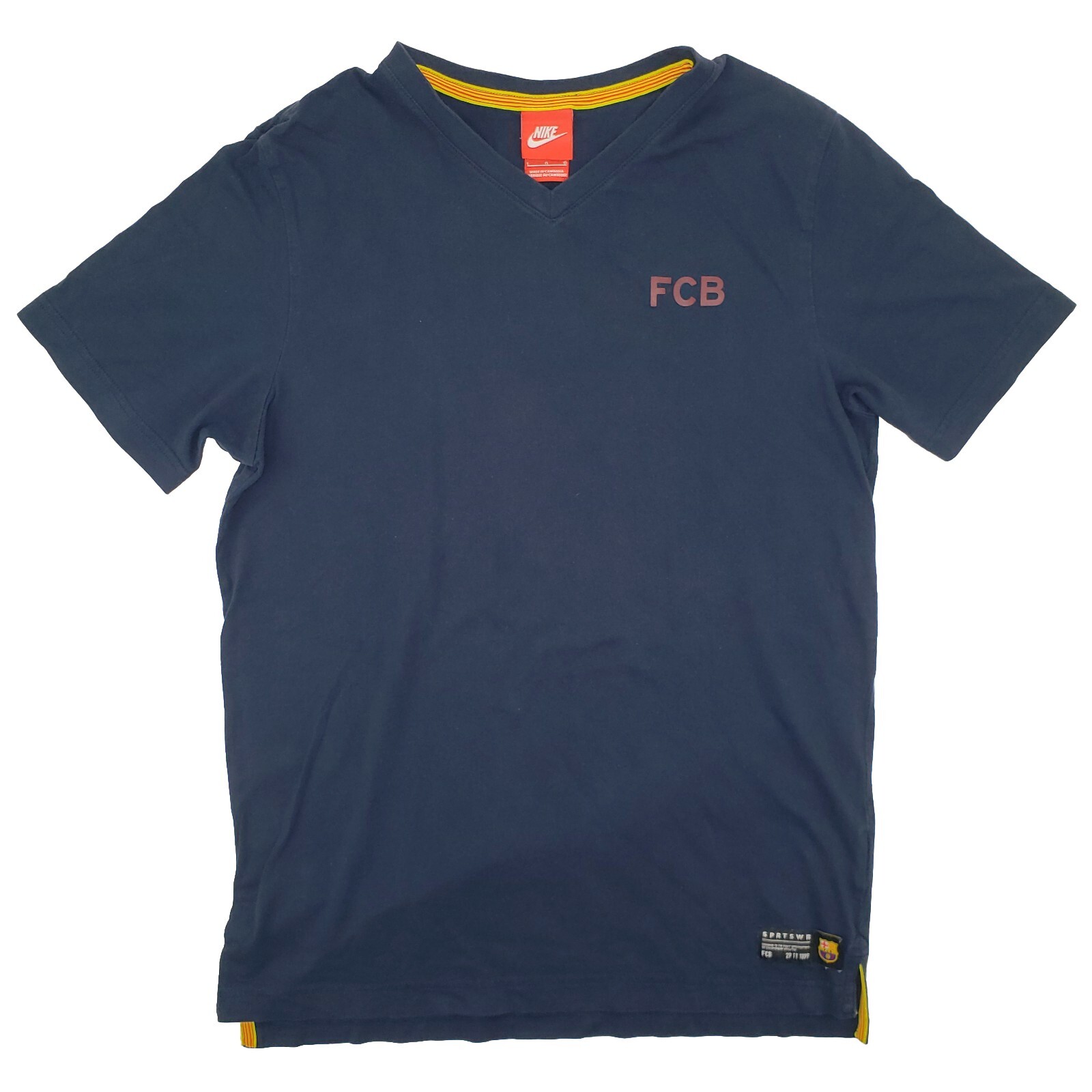 Nike Tee FC Barcelona V Neck T Shirt Barca Blue Mens Medium Football ...