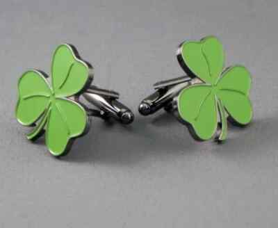 New pair Shamrock Irish 3 Leaf Clover cufflinks cuff shirt links metal enamel | eBay UK