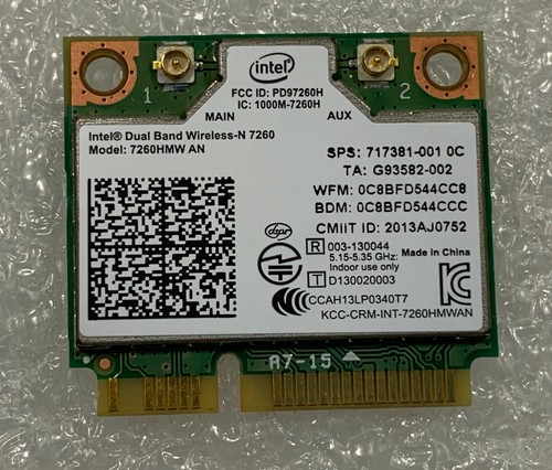 HP 710661-001 Intel Wireless-AC 7260HMW Bluetooth Wi-fi WLAN Card for ...